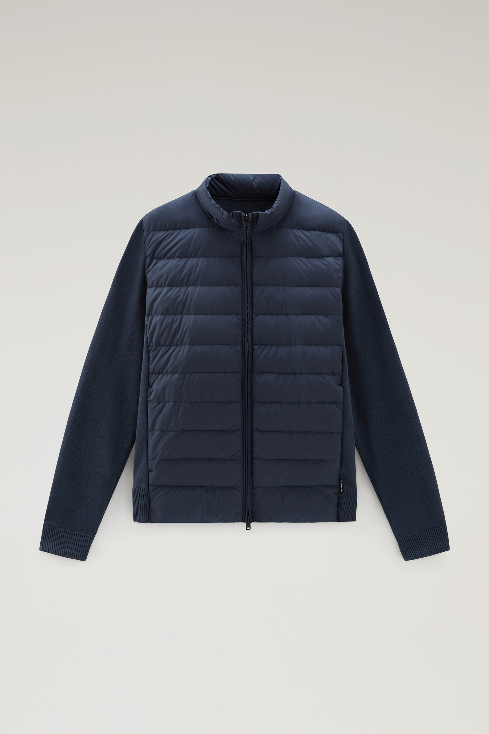 Men's Sundance Hybrid Bomber Jacket in Microfibre and Cotton Knit Blue ...