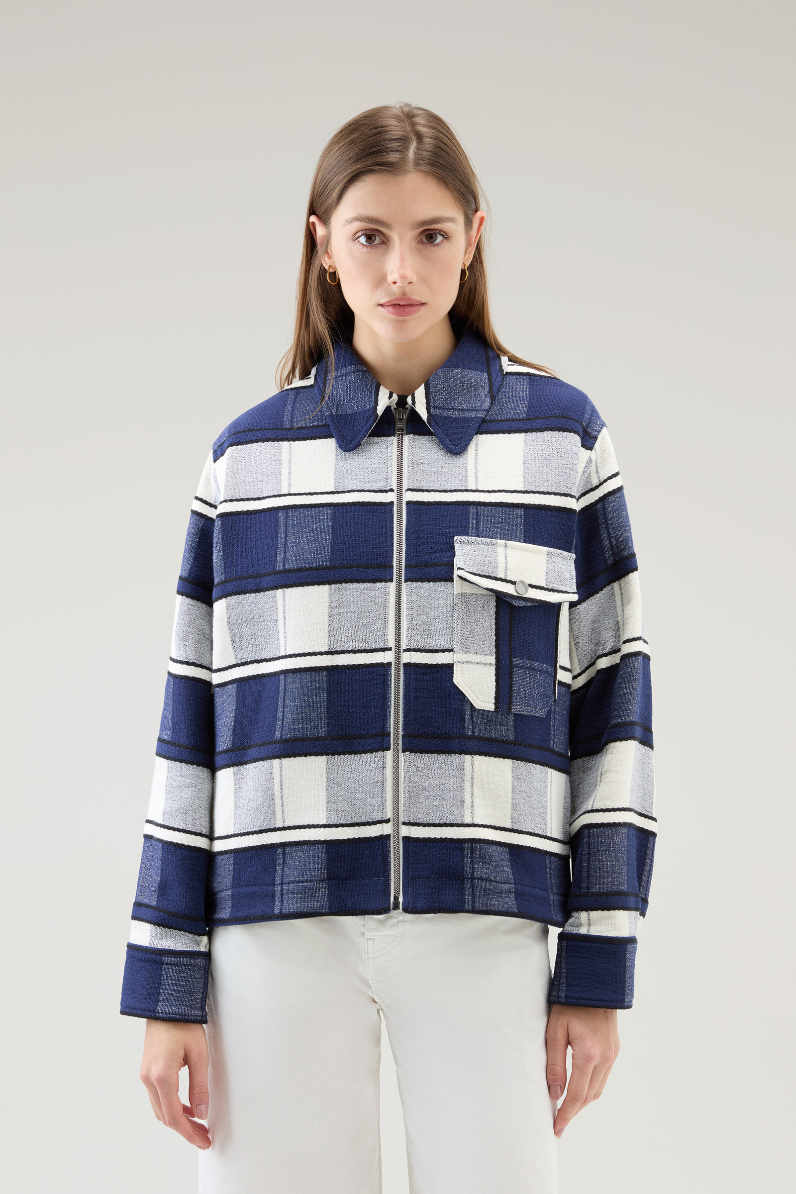 Women's Gentry Overshirt in Manteco Recycled Cotton Blend Blue ...