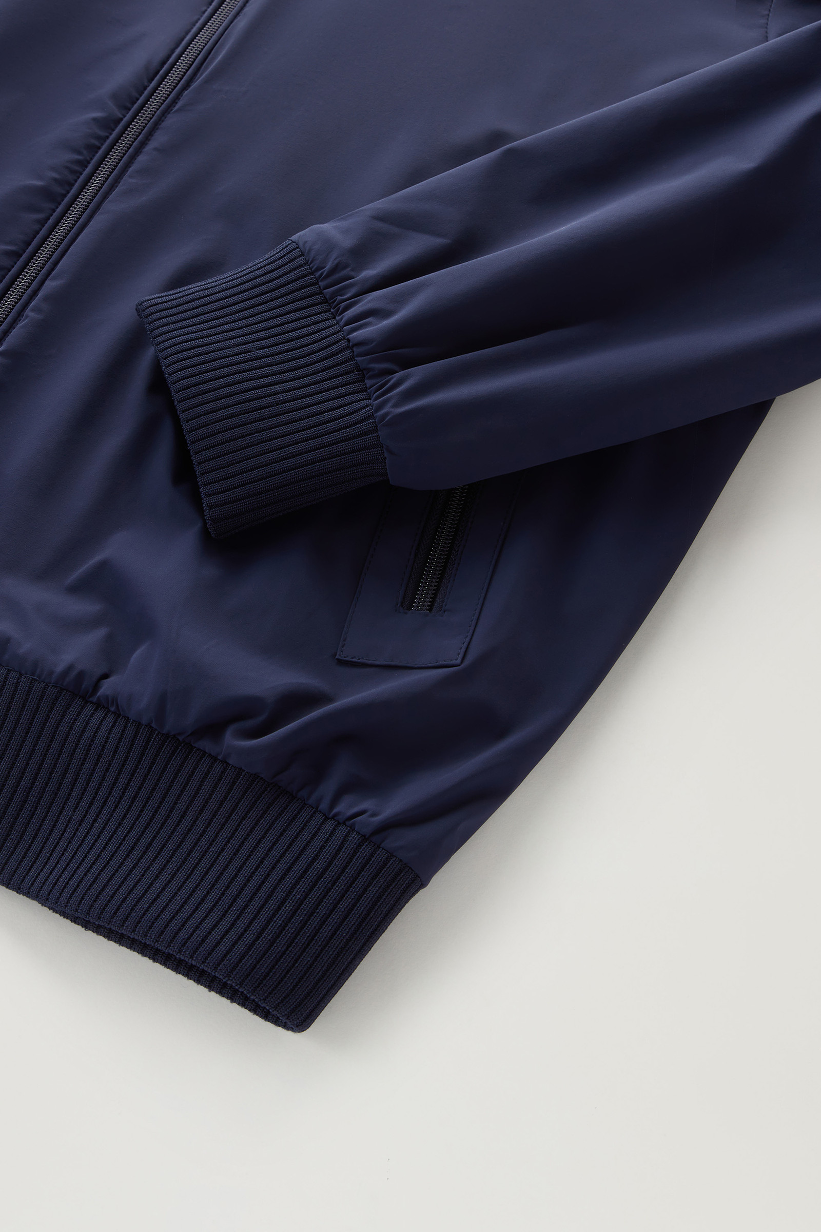 Men's Stretch Matt Finish Nylon Bomber Jacket Blue | Woolrich USA