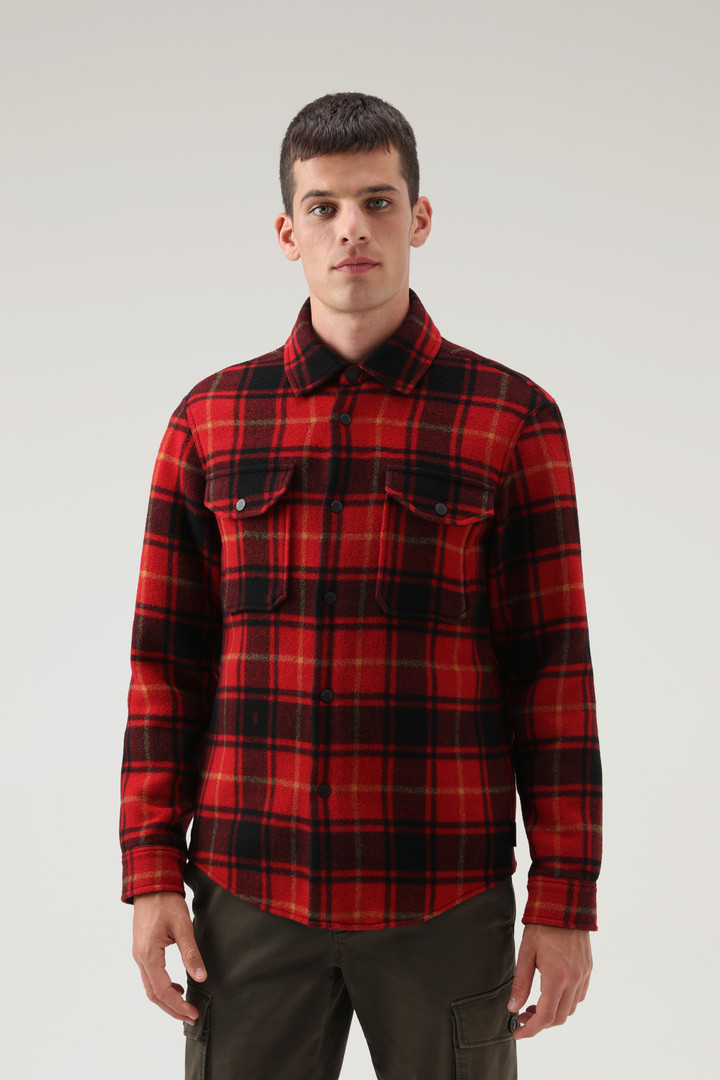 Men's Alaskan Check Overshirt in Bonded Wool Blend Red | Woolrich USA