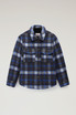 Women's Pemberton Check Overshirt in Wool Blend Flannel Blue | Woolrich USA